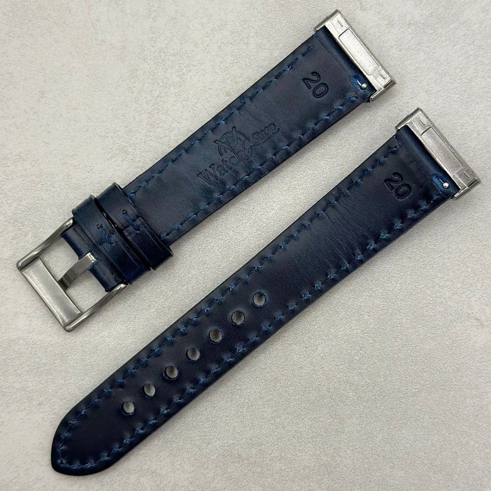 Ocean Blue Full Grain Leather Fitbit Sense/Versa Watch Strap – Watch ...