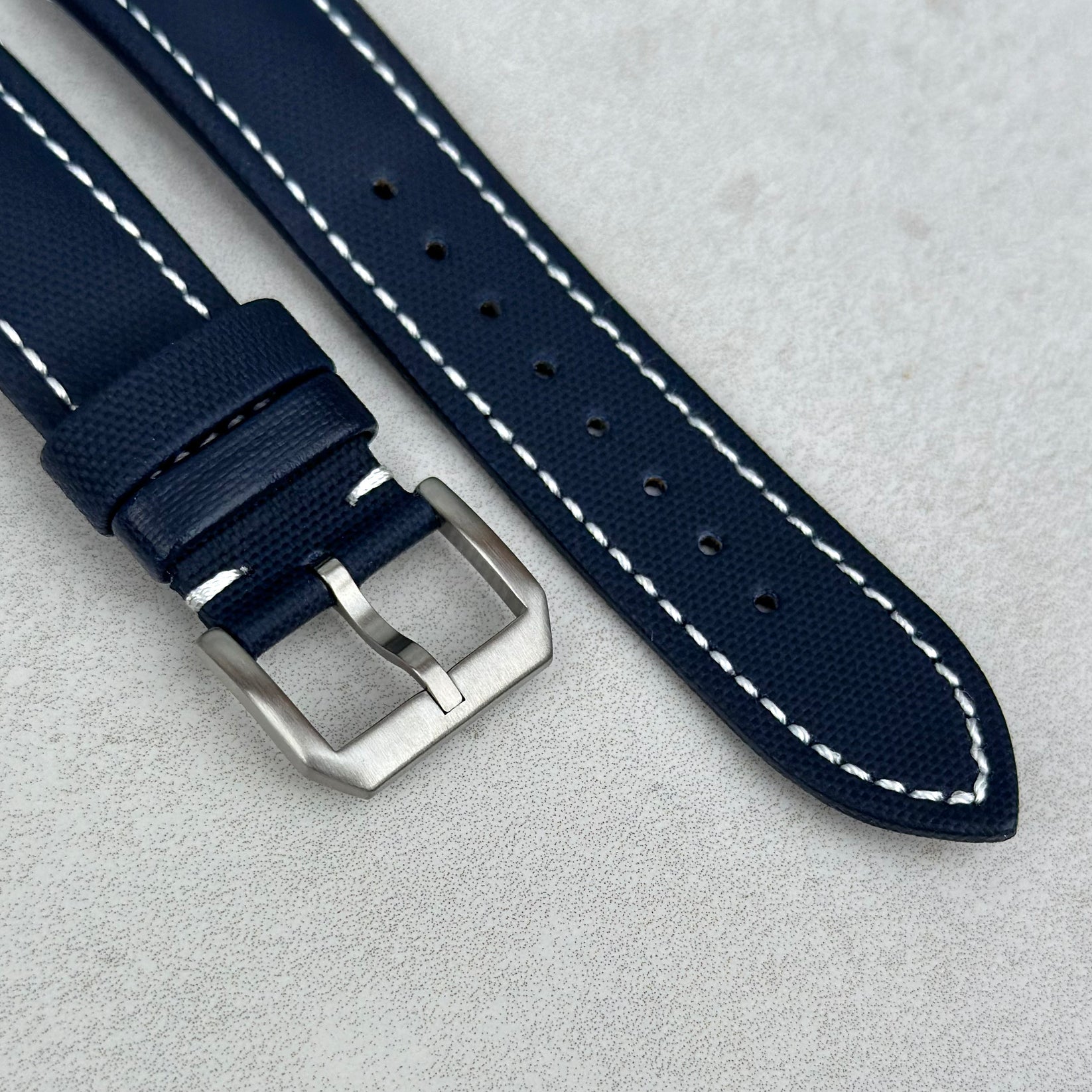 Navy Blue Sail Cloth Watch Strap With White Stitching – Watch and Strap Co
