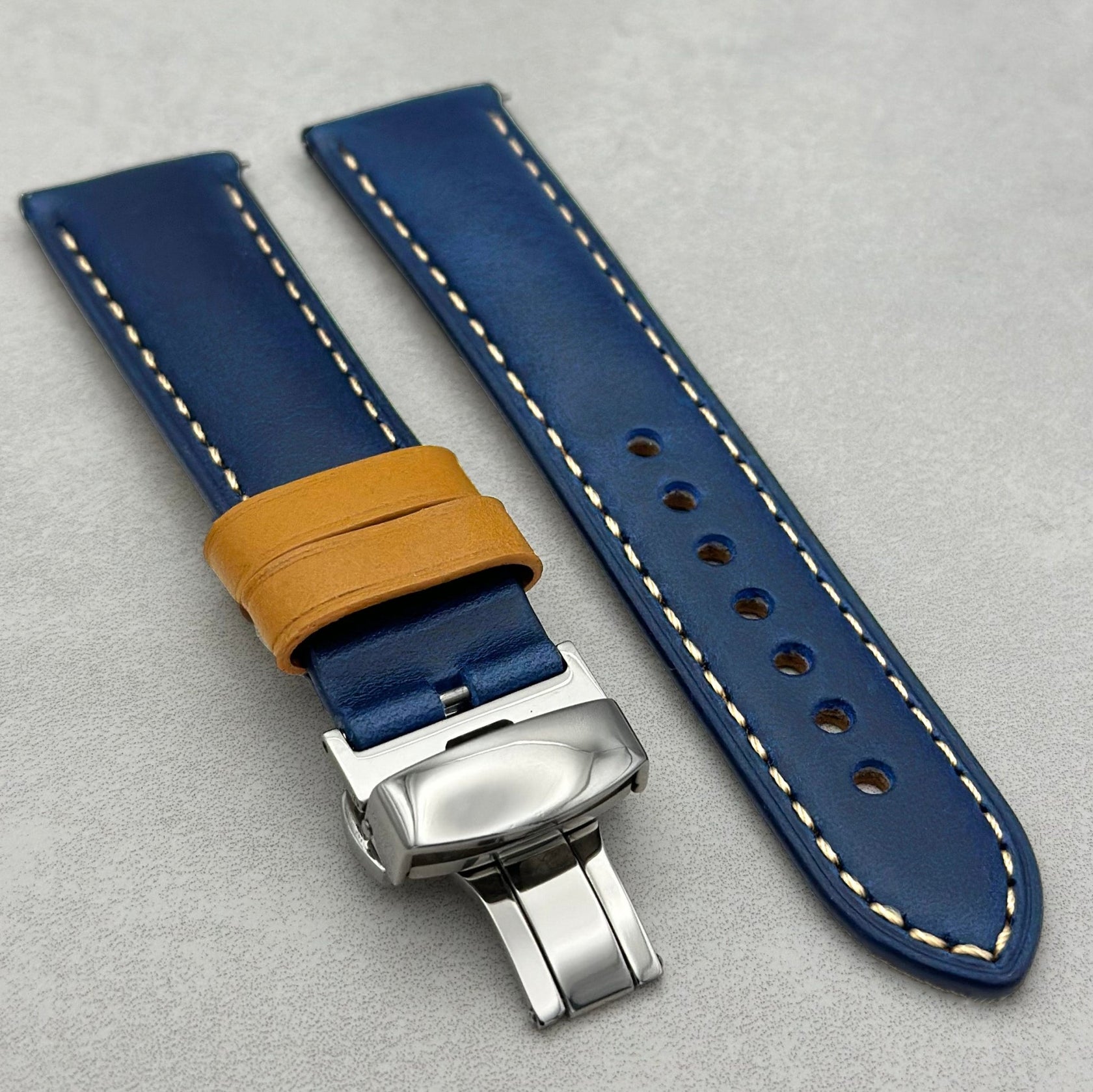 The Oxford: Navy Blue Padded Calf Skin Apple Watch Strap – Watch and ...