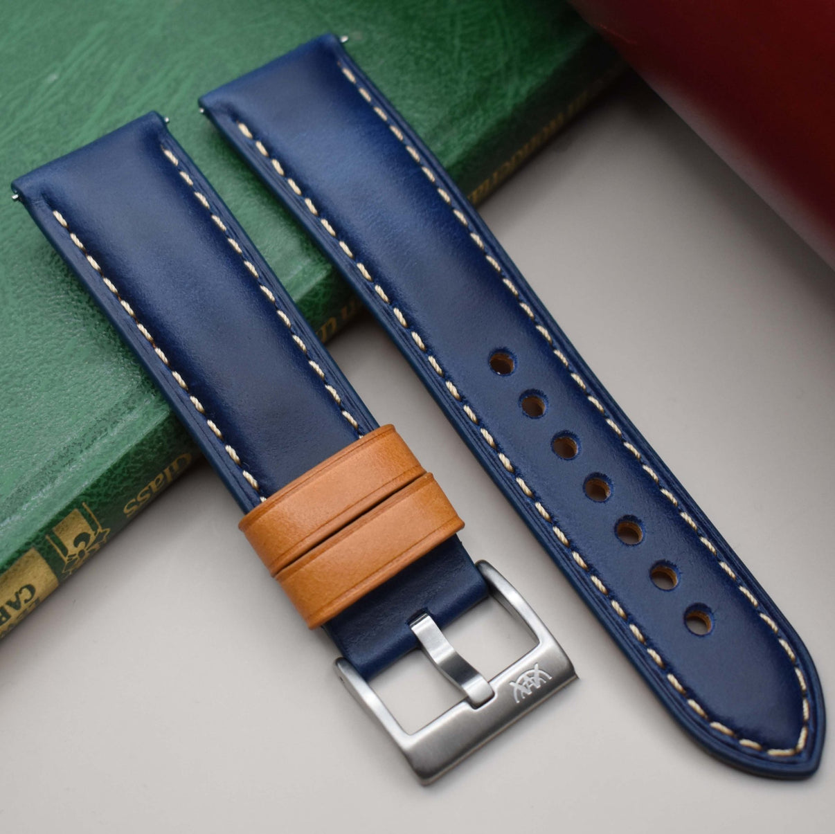 Handmade Navy Blue Calf Leather Watch Strap Quick Release – Watch and ...