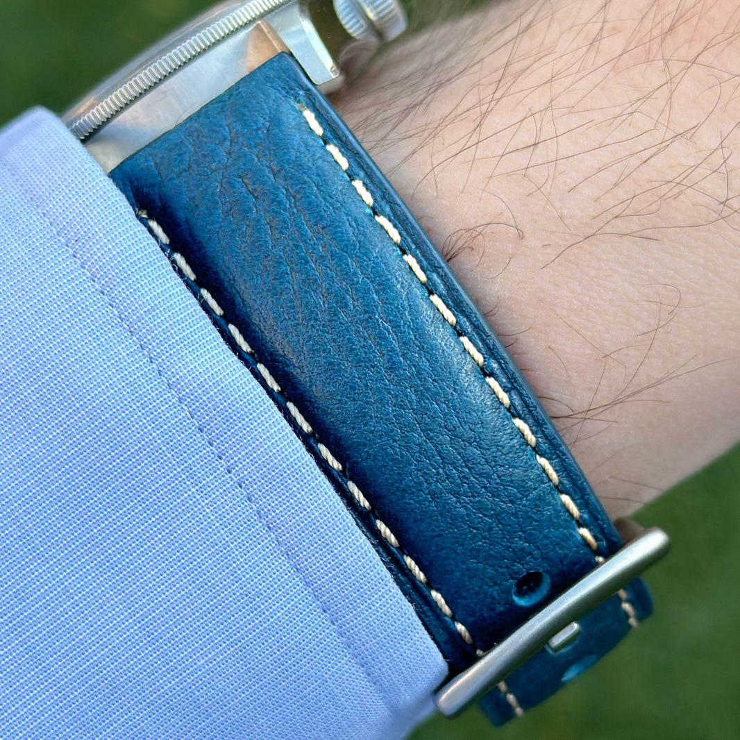 Handmade Blue Full Grain Leather Watch Straps - Watch And Strap – Watch ...