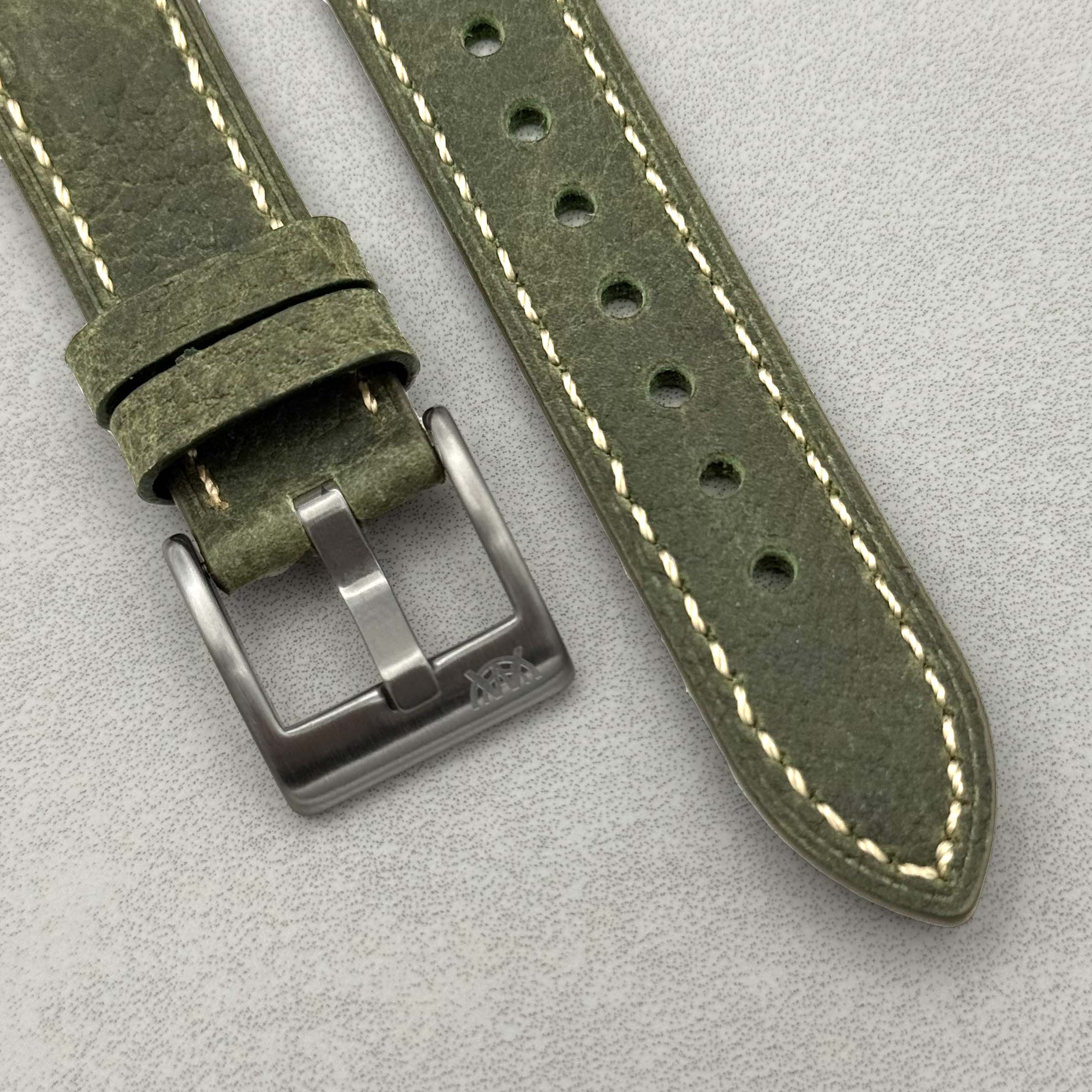 Green Italian Full Grain Leather Open Ended Watch Strap – Watch and ...