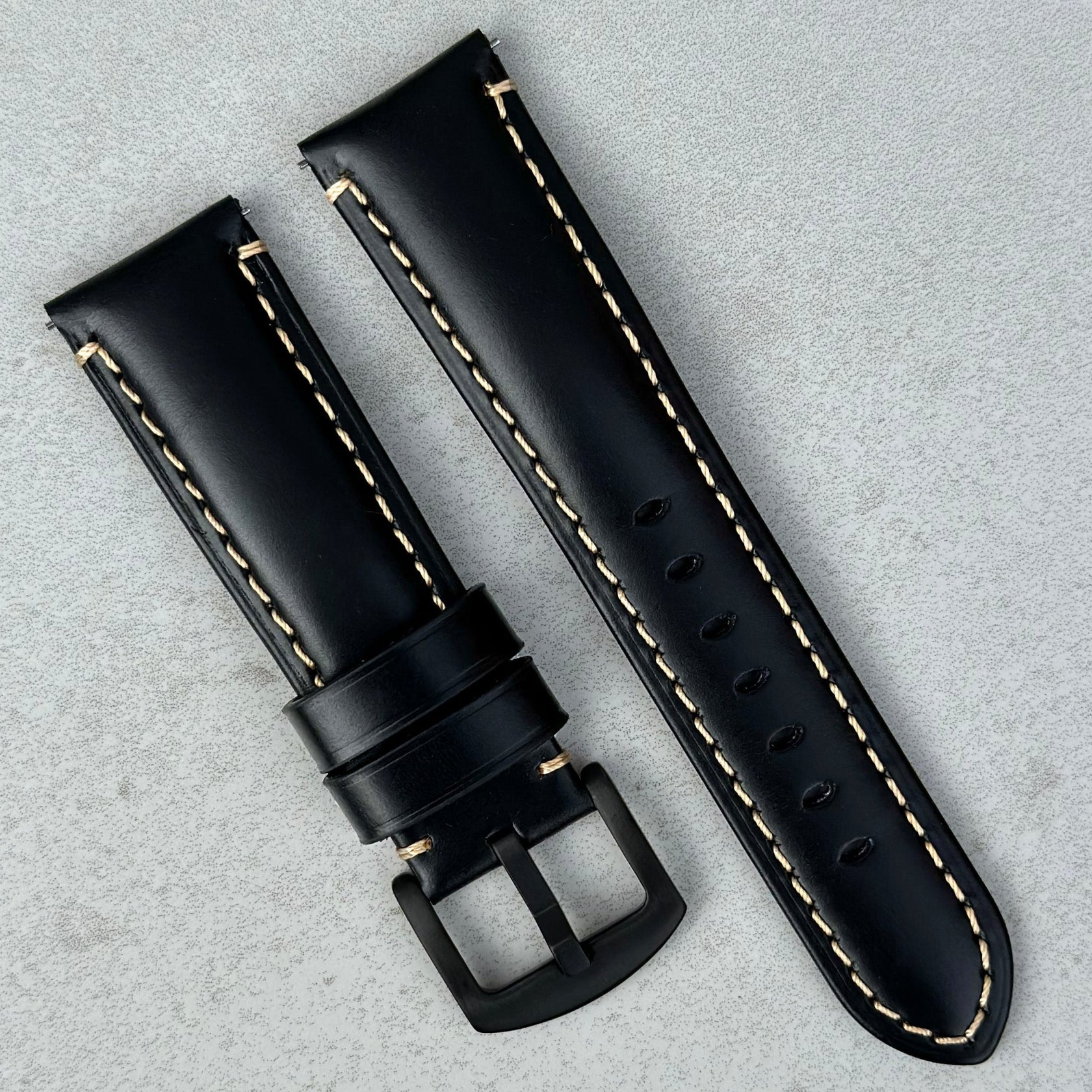 The Oslo: Jet Black Full Grain Leather Watch Strap – watchandstrapco