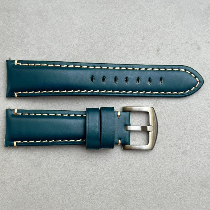 The Oslo: Petrol Blue Padded Full Grain Leather Watch Strap – Watch and ...