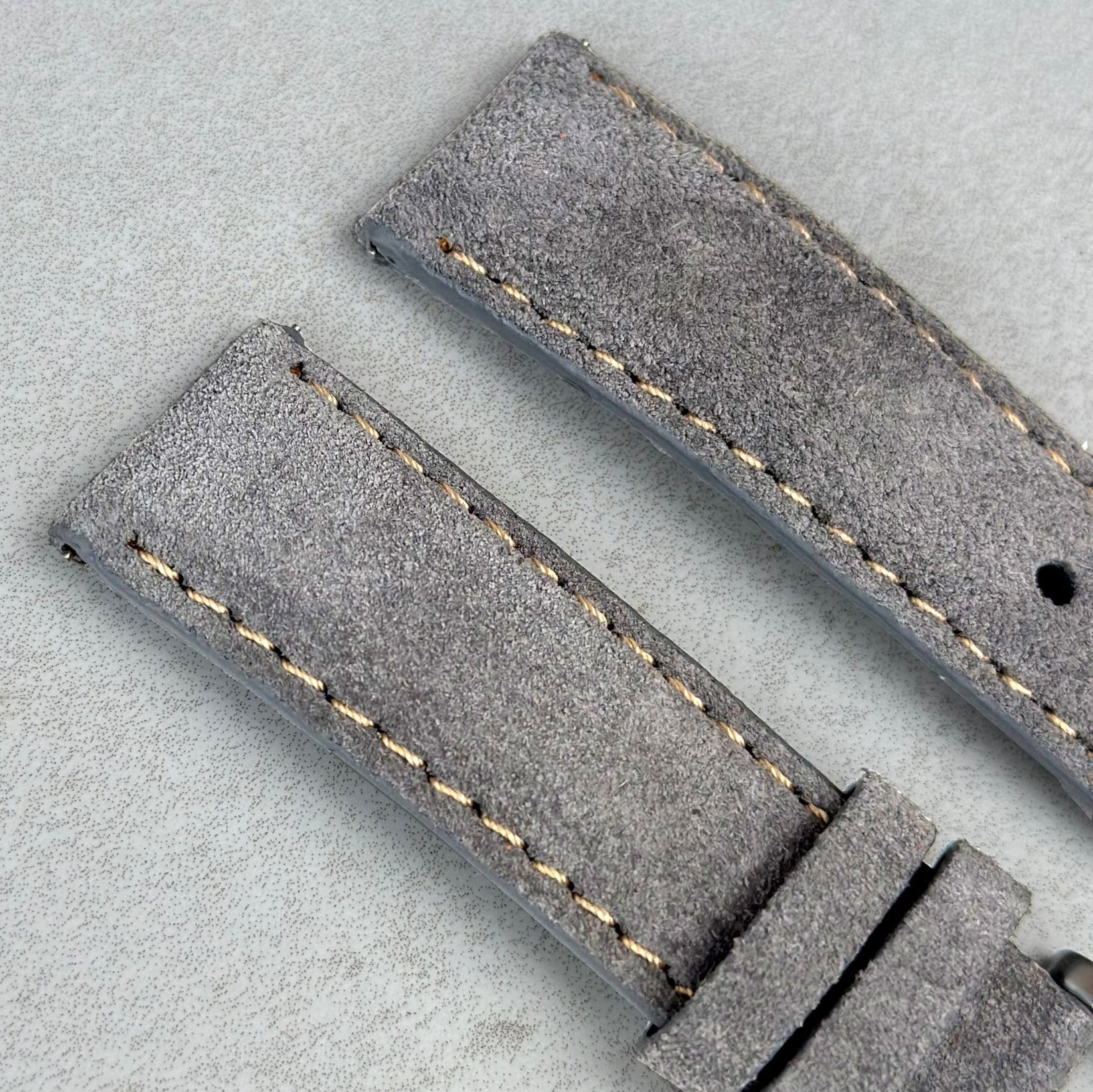 The Paris: Light Grey Handmade Padded Suede Watch Strap – watchandstrapco