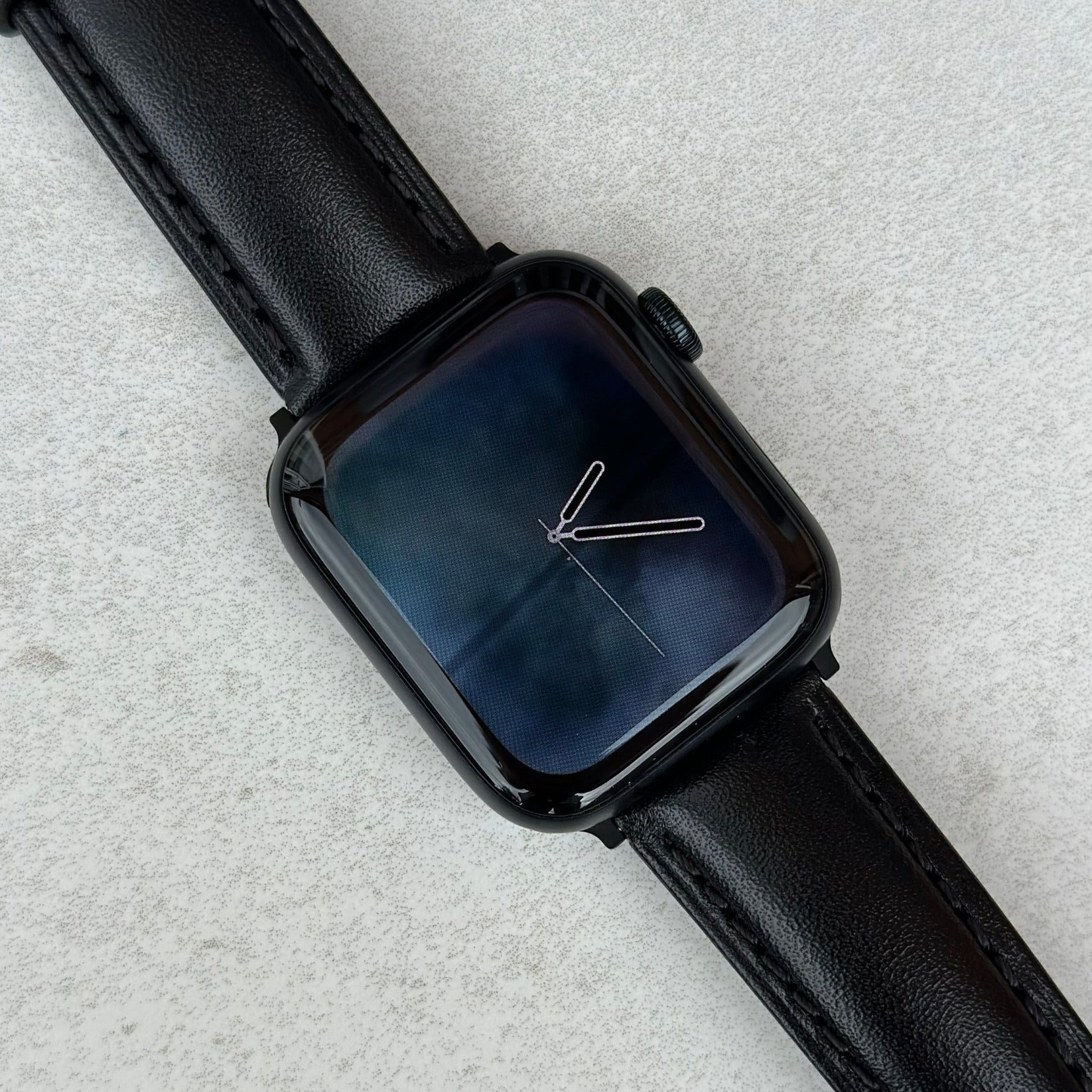 Black Vegetable Tanned Full Grain Leather Apple Watch Strap – Watch and ...