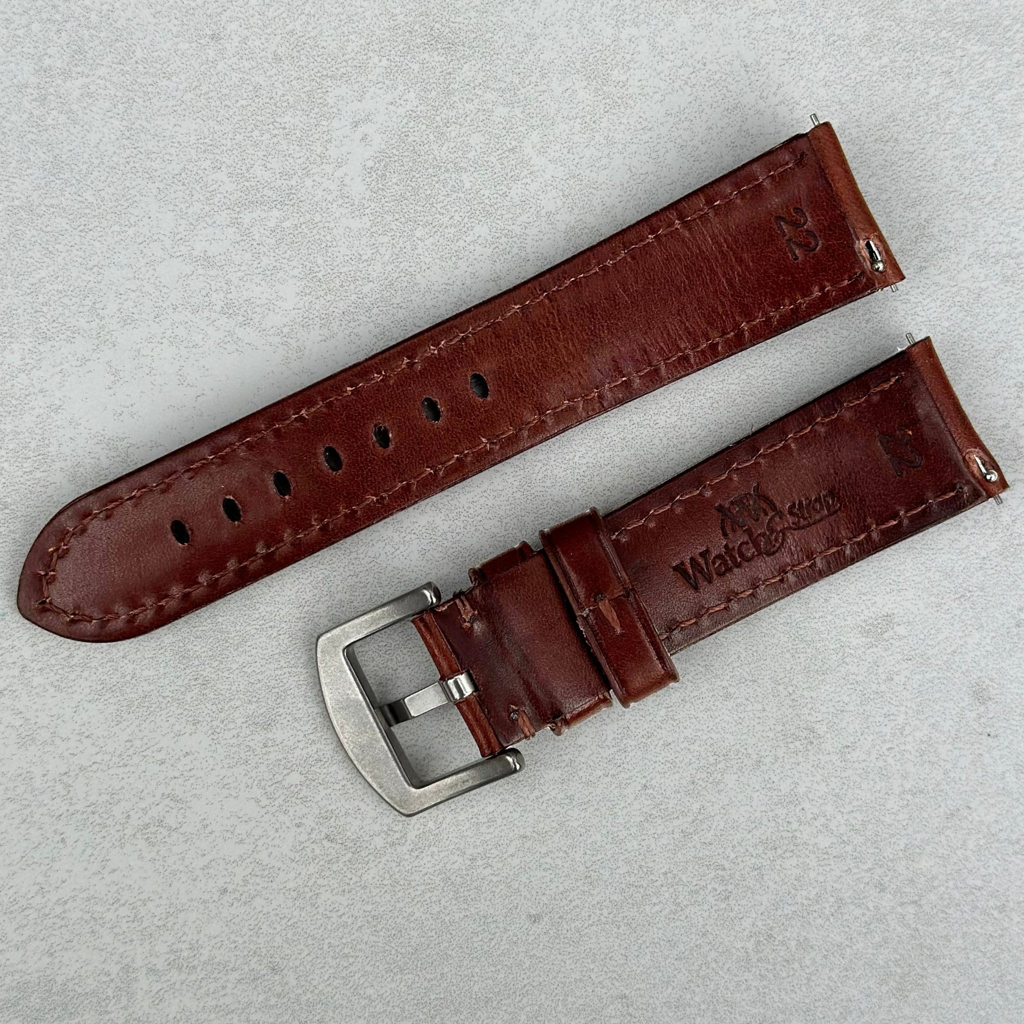 The Prague: Chestnut Brown Vegetable Tanned Full Grain Leather Watch S ...